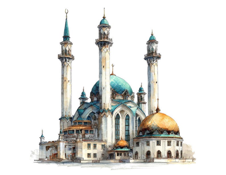 Islamic Mosque PNG Clipart, 12x Watercolor Mosque Clip Art Set ...