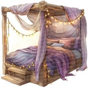12x Canopy Lights Bed Clipart, Cartoon Bed Clipart, Printable ...