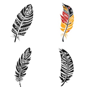 Tribal Feather PNG Clipart, 12x Minimal Feather Clip Art Set, Abstract ...