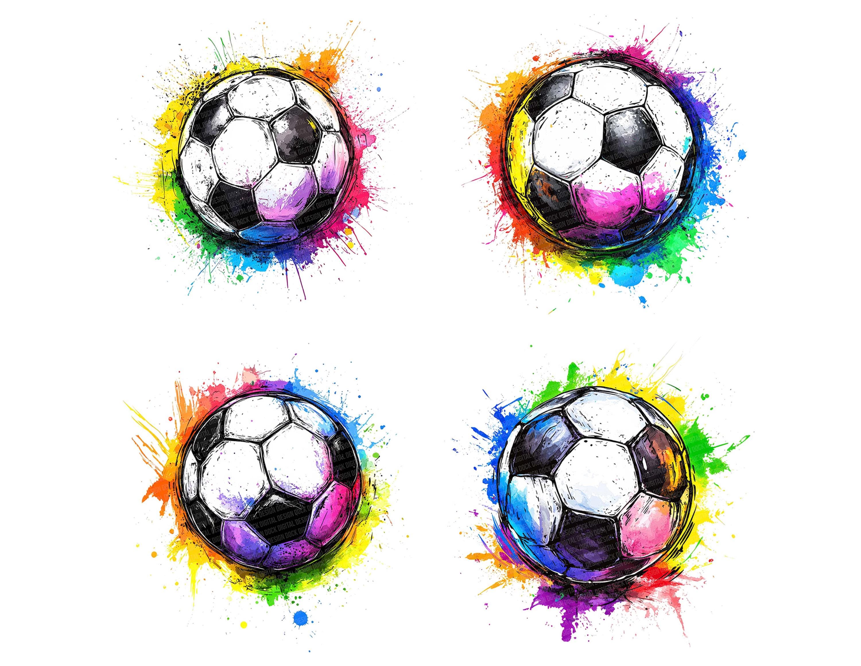 Soccer Ball PNG Clipart, 12x Watercolor Sports Clip Art Set, Printable ...