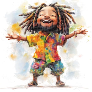 12 Dancing Reggae Man Clipart, Cartoon Music Character, Printable ...