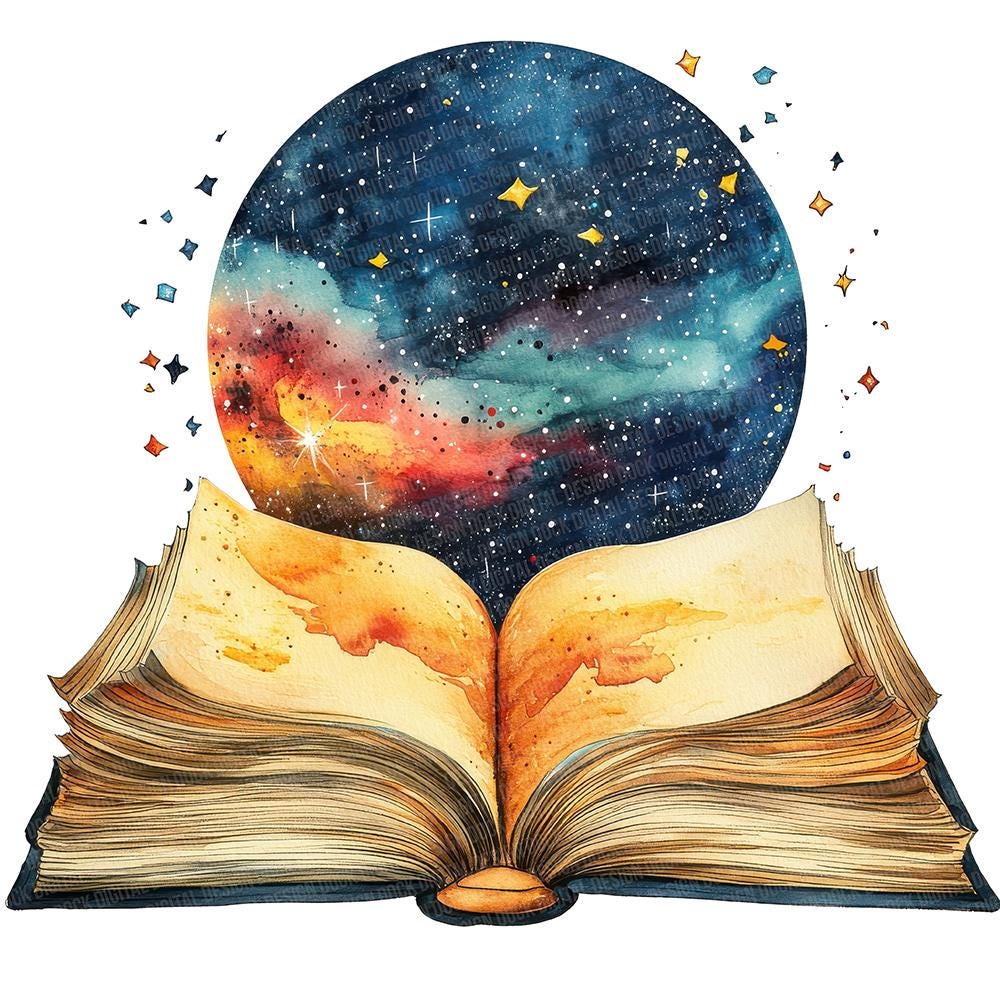 Fantasy Space Book PNG Clipart, 12x Watercolor Cosmic Story Clip Art ...