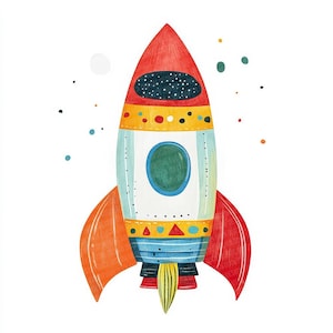 Rocket Ship Clip Art, 12x Watercolor Space PNG Clipart Set, Printable ...
