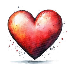 Watercolor Heart PNG Clipart, 12x Red Love Heart Clip Art Set,hand ...