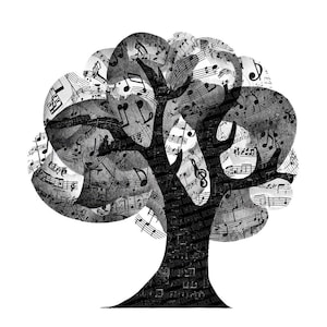 Music Note Tree Clipart, 12x Sheet Music Tree Clip Art Set, Printable ...