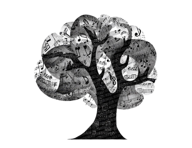 Music Note Tree Clipart, 12x Sheet Music Tree Clip Art Set, Printable ...
