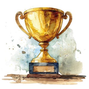 Gold Trophy PNG Clipart, 12x Classic Award Cup Art Set, Printable ...