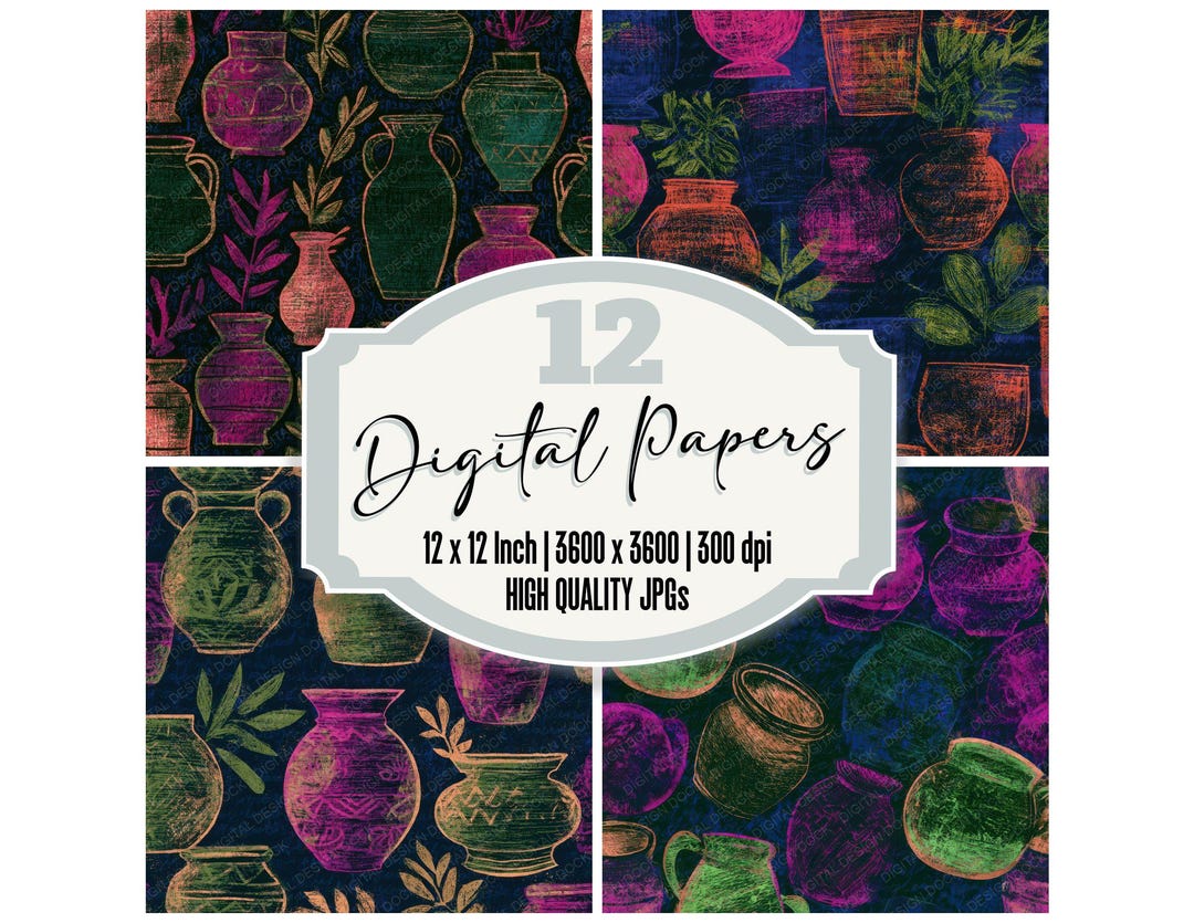12 pots d'art populaire en terre cuite pour journal, papier pour ...