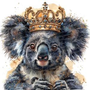 Cute Koala Clipart, 12 Jpgs, Koala Crown Clipart, Printable Watercolour ...