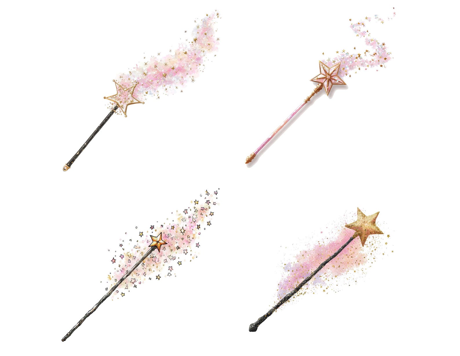 Magic Star Wand PNG Clipart, 12x Fairy Wand Clip Art , Printable ...