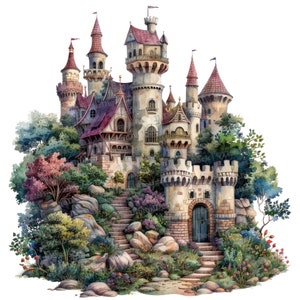 Fantasy Castle Clipart, 12 Jpgs, Fairy Tale Clipart, Printable ...