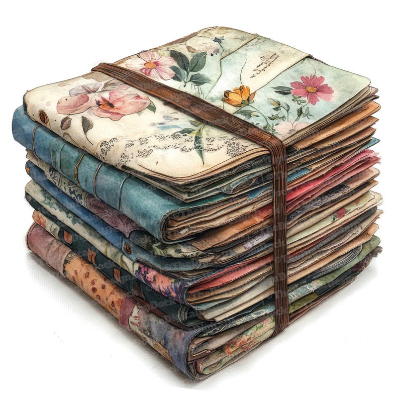 Vintage Junk Journal Clipart, 12 Watercolor Junk Journal Collection ...