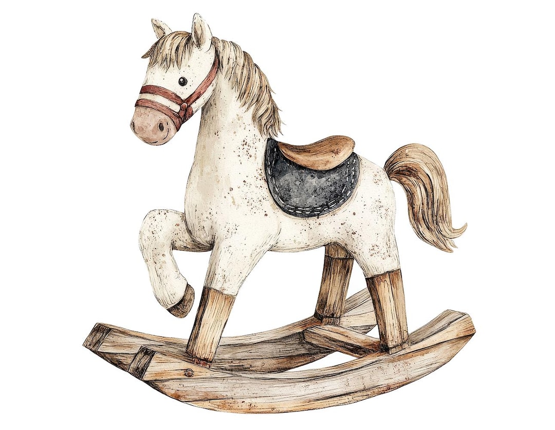 Rocking Horse PNG Clipart, 12x Wooden Toy Horse Clip Art Set, Printable ...
