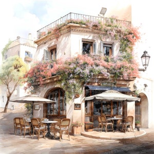 12x Floral Cafe Clipart, French Riviera JPG Clipart, Printable ...