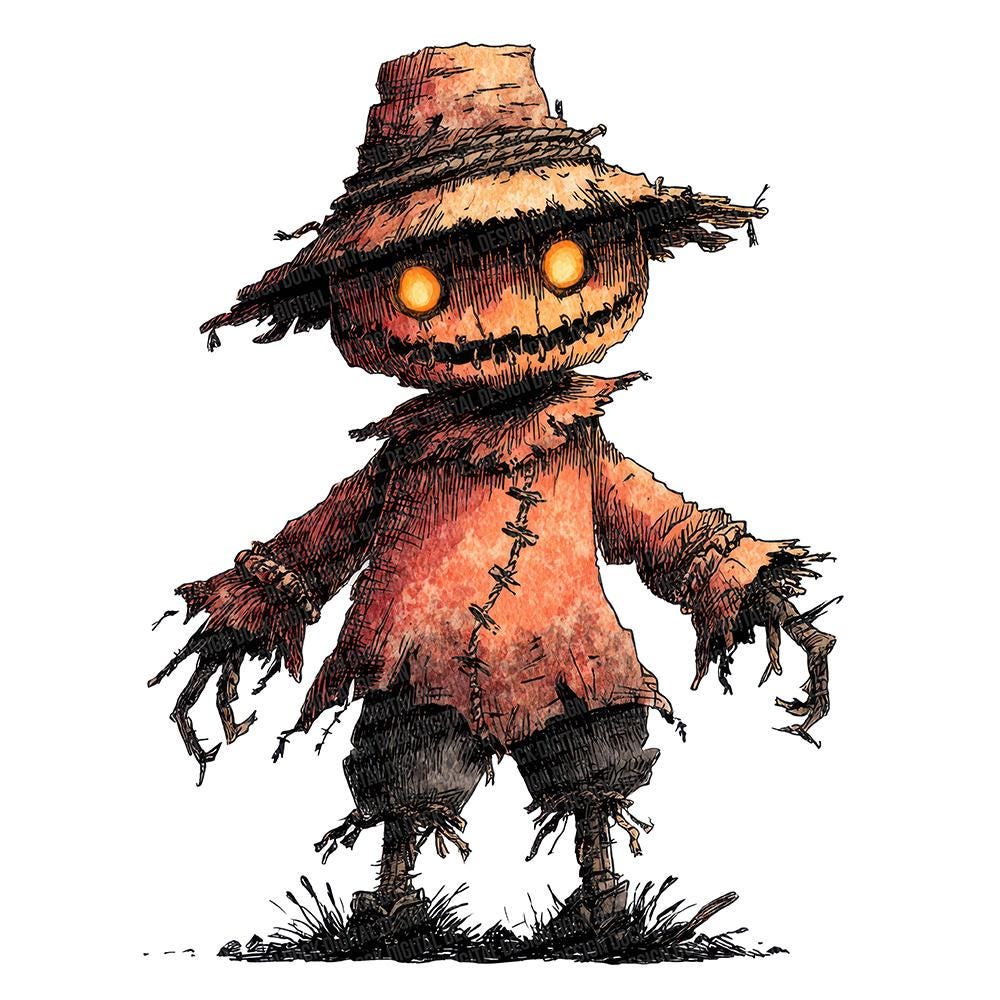 Scarecrow PNG Clipart, 12 Halloween Watercolor Scarecrows Clip Art ...