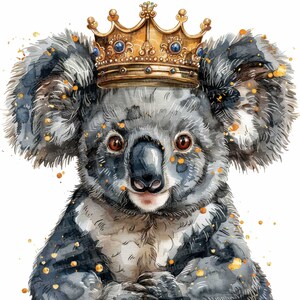 Cute Koala Clipart, 12 Jpgs, Koala Crown Clipart, Printable Watercolour ...