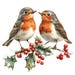 12 Robin Birds Clipart, Watercolor Christmas Clipart, Printable Winter ...