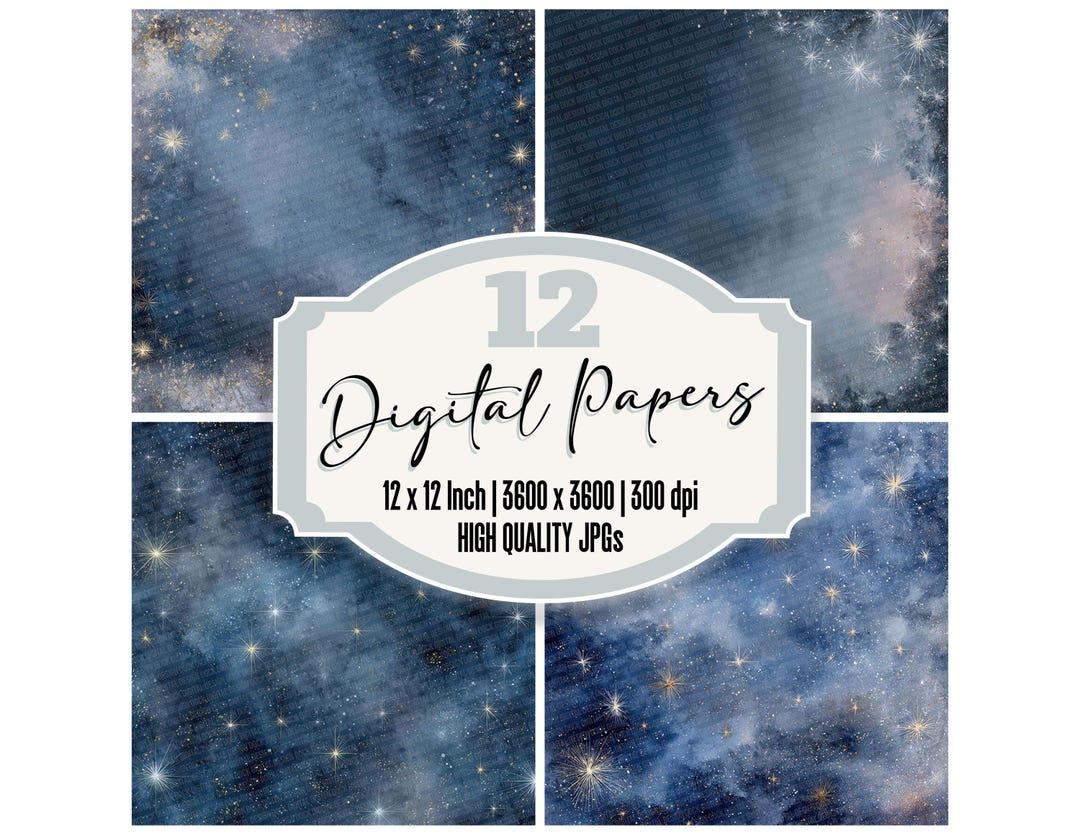 12 Starry Sky Digital Paper Pack Christmas Junk Journal Paper Celestial ...