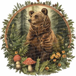 12x Vintage Bear Clipart, Woodland Bears Clipart, Printable Watercolor ...
