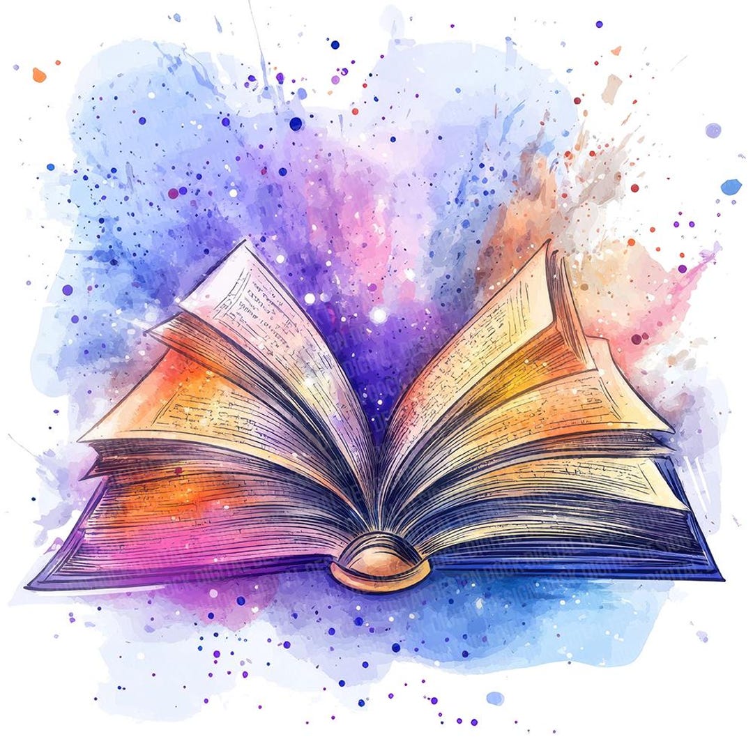 Magic Book PNG Clipart, 12x Watercolor Open Book Illustrations ...