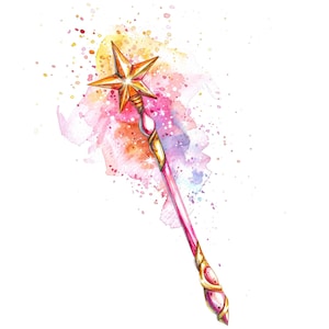 Magic Wand Clipart, 12 Jpgs, Princess Wand Illustration, Printable ...