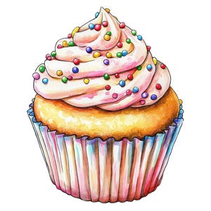 12x Cupcake Clip Art, Sprinkle Cupcake PNG Clipart, Watercolor Clip Art ...
