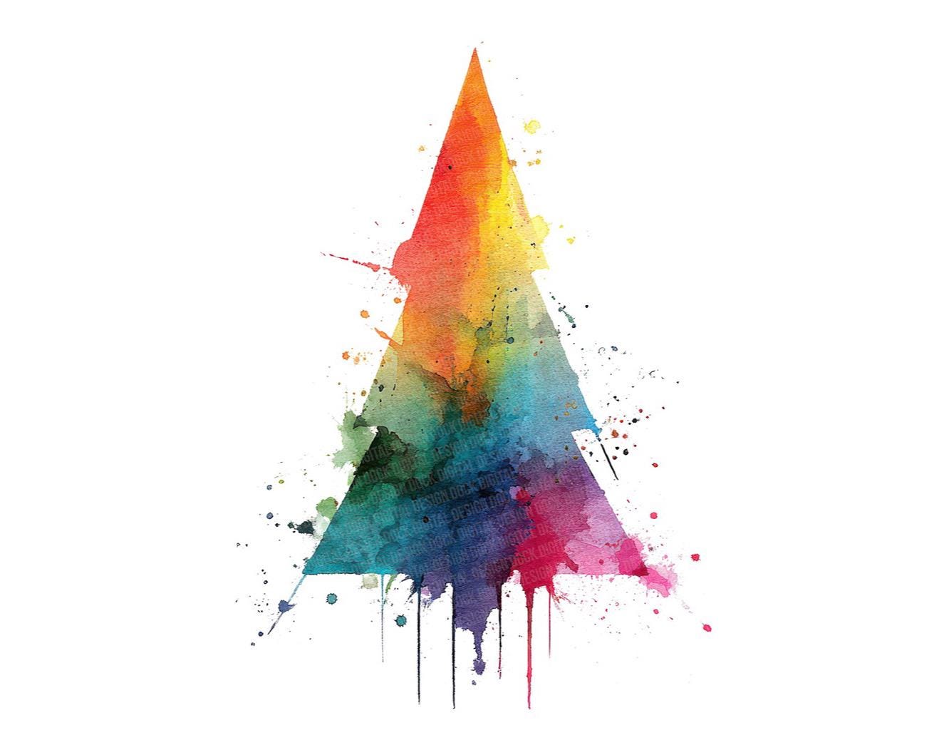 Rainbow Christmas Tree PNG Clipart, 12x Watercolor Splash Holiday Trees ...