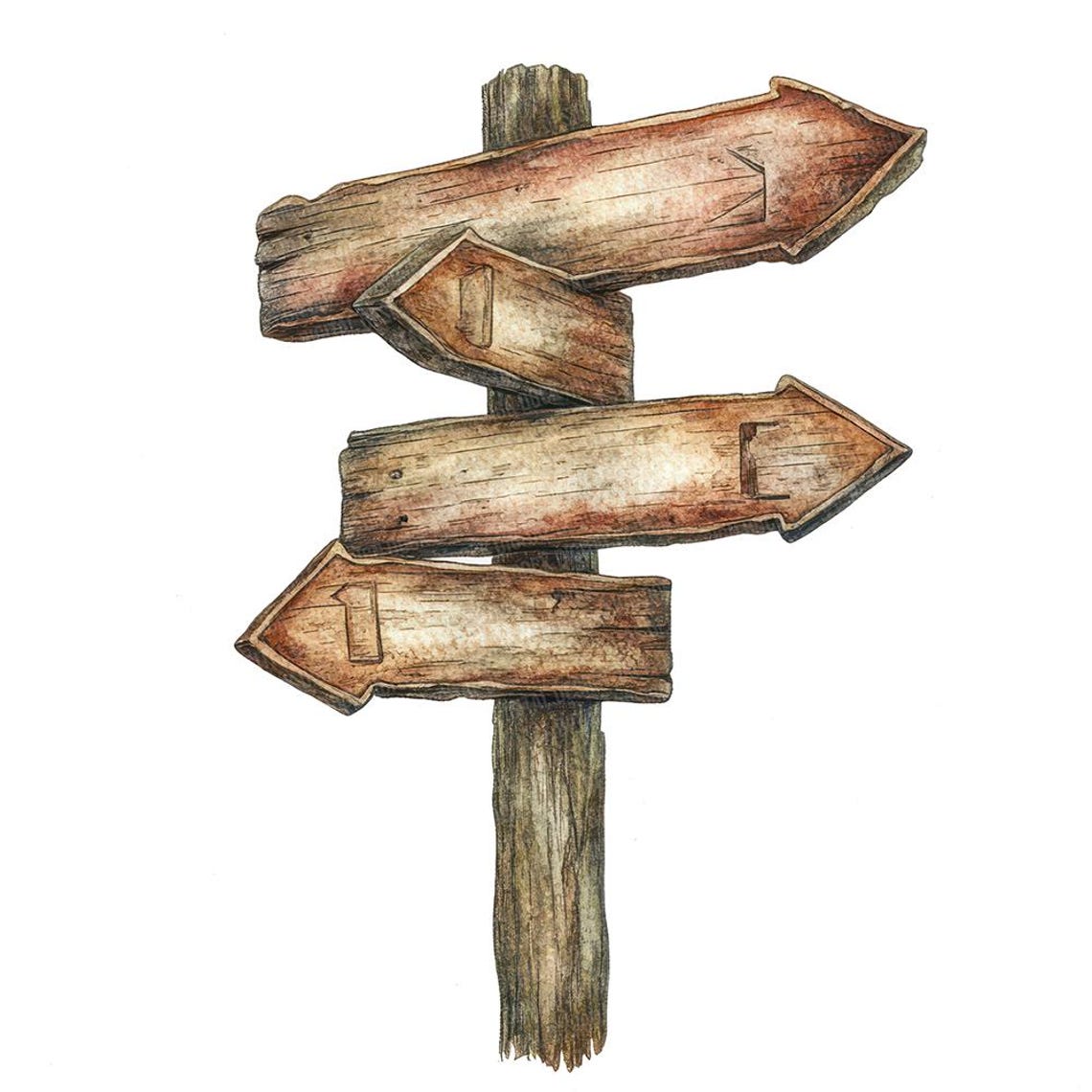 Imaginary Places Signpost PNG Clipart, 12x Watercolor Arrow Sign Clip ...