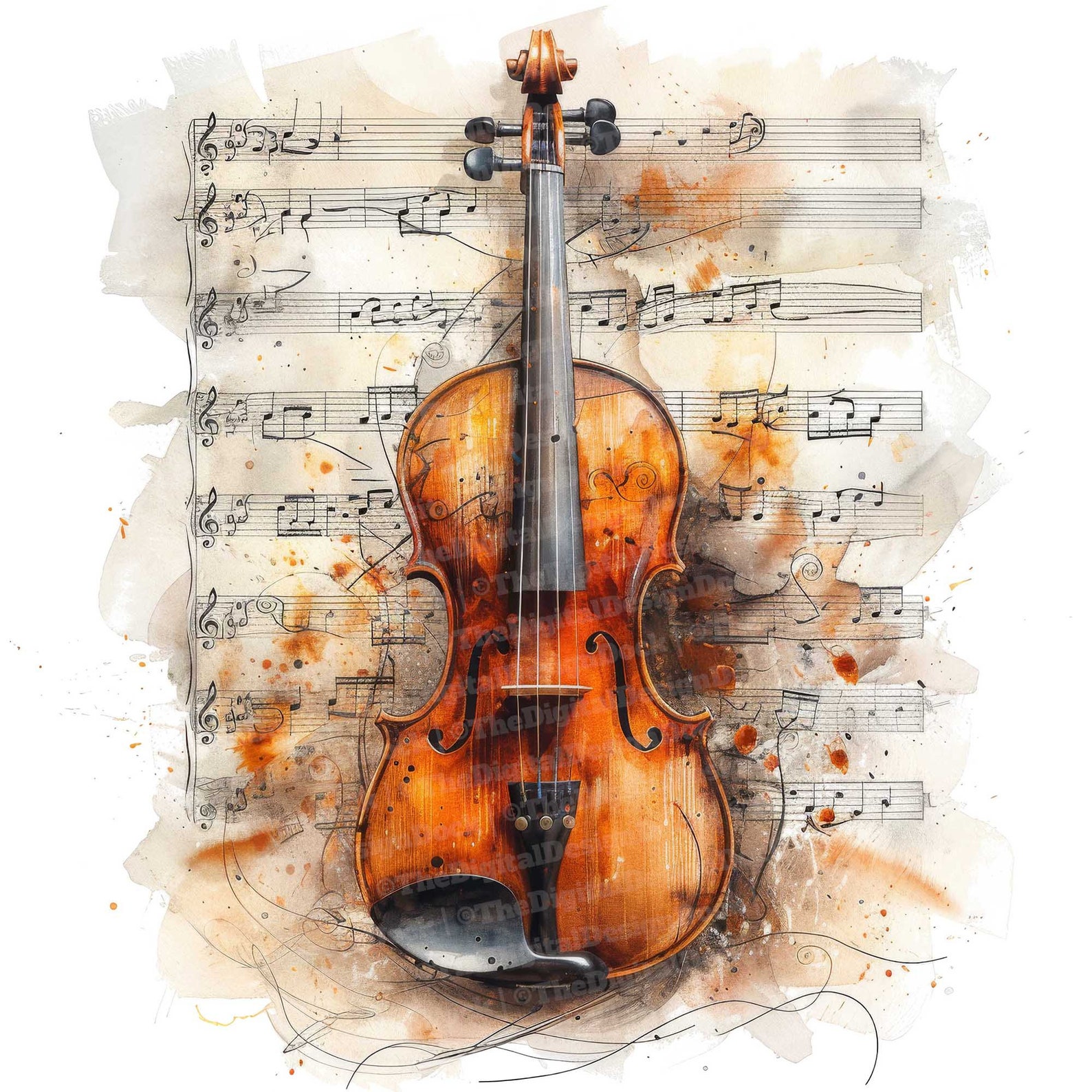 12x Vintage Violin Music Notes Clipart, Musical Clipart, Printable ...