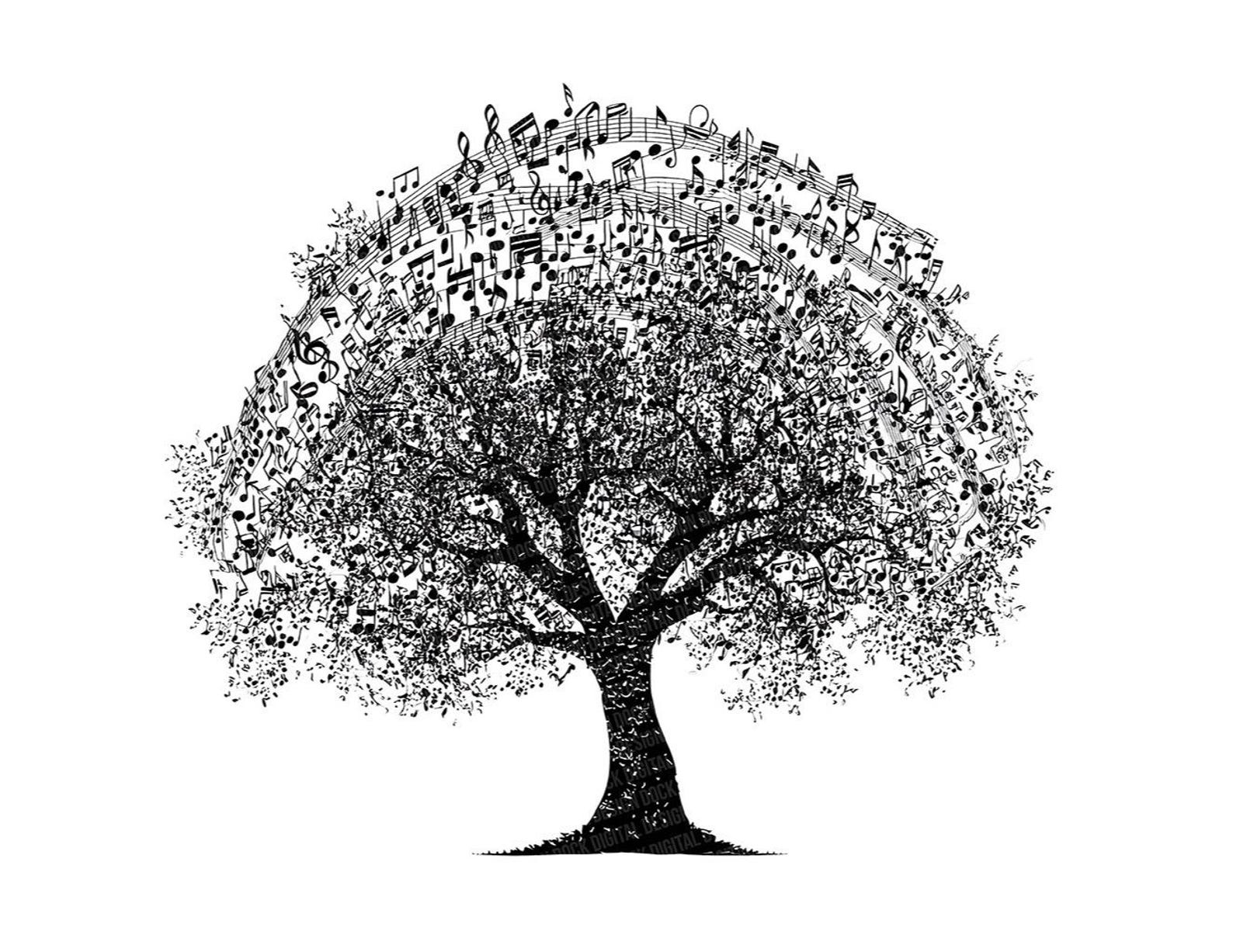 Music Note Tree Clipart, 12x Sheet Music Tree Clip Art Set, Printable ...