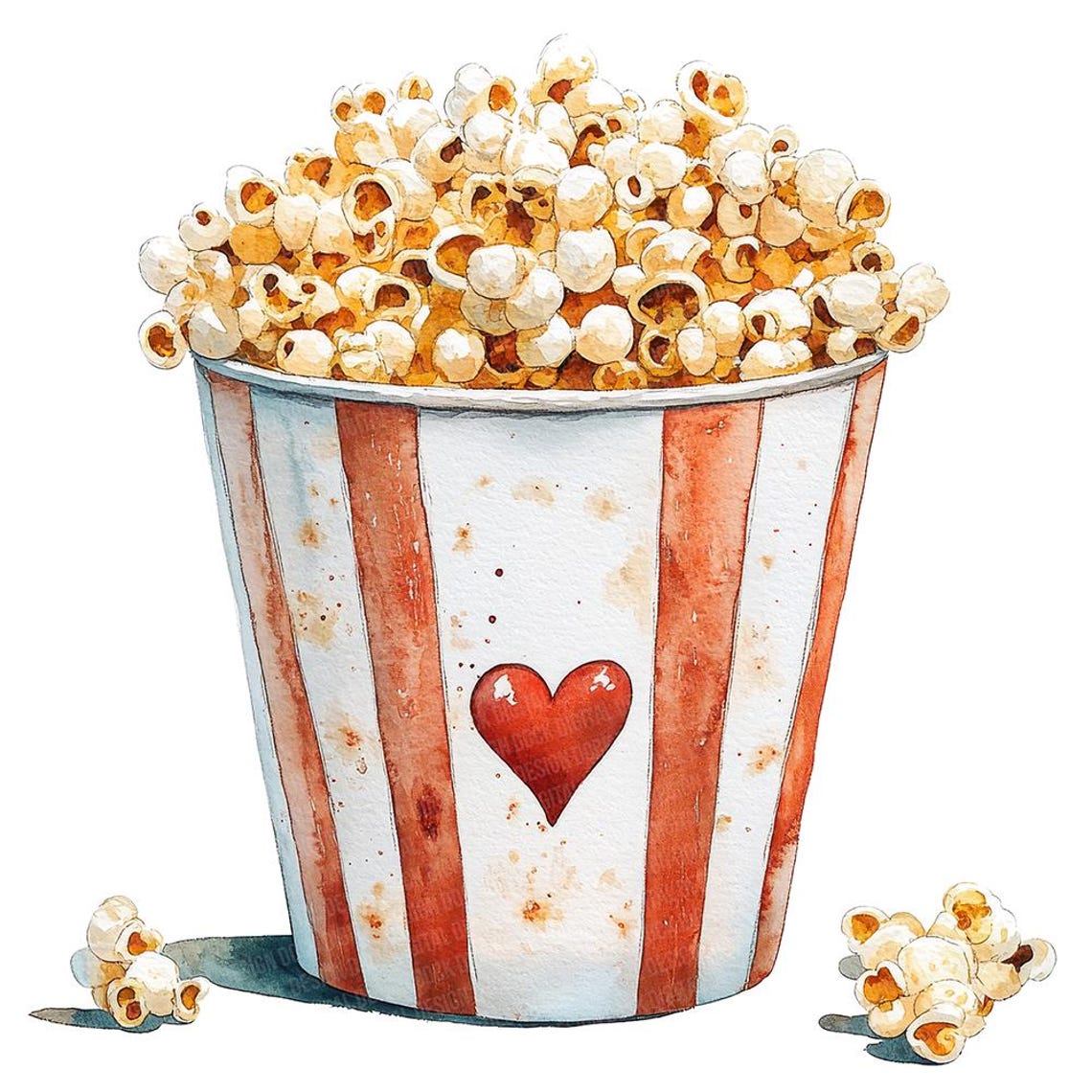 Popcorn Bucket PNG Clipart, 12x Watercolor Movie Snack Clip Art Set ...
