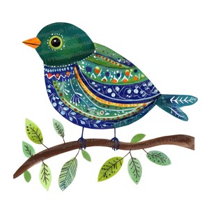 Folk Art Bird Clip Art, 12x Decorative Floral Bird Clipart Set ...