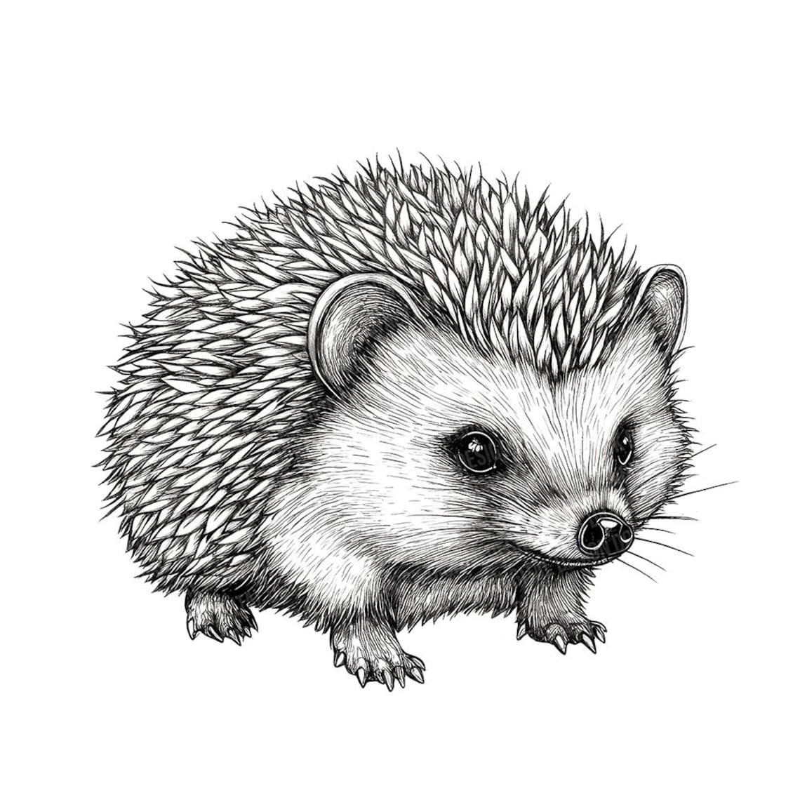 Igel PNG Clipart, 12x aufwendige Schwarz Weiß Igel Illustrationen ...