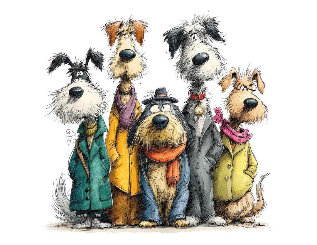 Dog Line up PNG Clip Art, 12x Funny Dogs Clipart Set, Printable ...