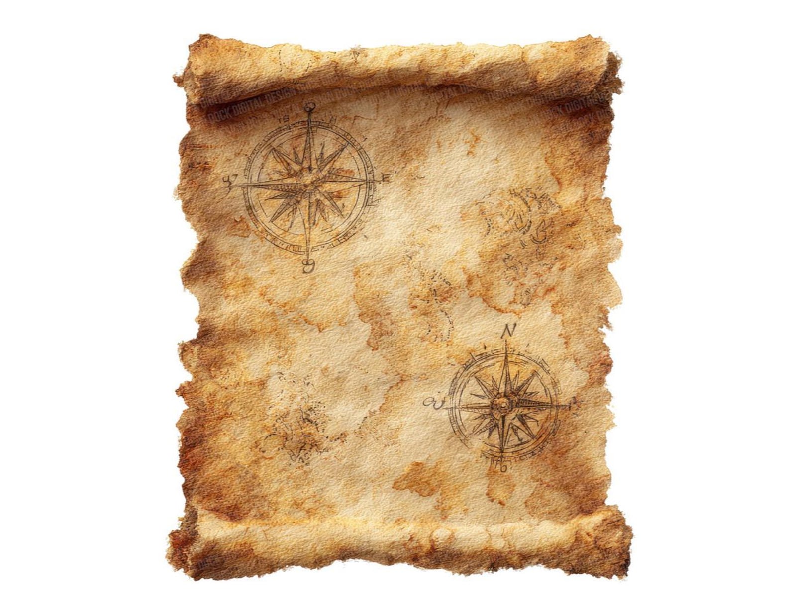 Pirate Map PNG Clipart, 12x Vintage Scroll Maps Clip Art Set, Printable ...