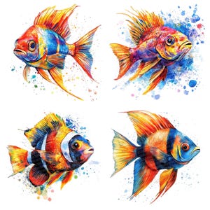 12 Tropical Fish Clip Art Pngs, Colorful Marine Life Illustrations ...