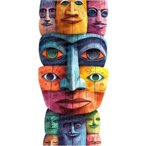 12x Tribal Totem Pole Clipart, Indigenous Artwork, High Quality Jpgs ...