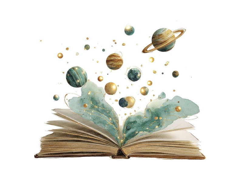 Cosmic Storybook PNG Clip Art, 12x Galaxy Planet Clipart Set, Printable ...