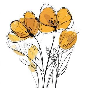 Yellow Flower PNG Clip Art, 12x Abstract Golden Floral Clipart Set ...