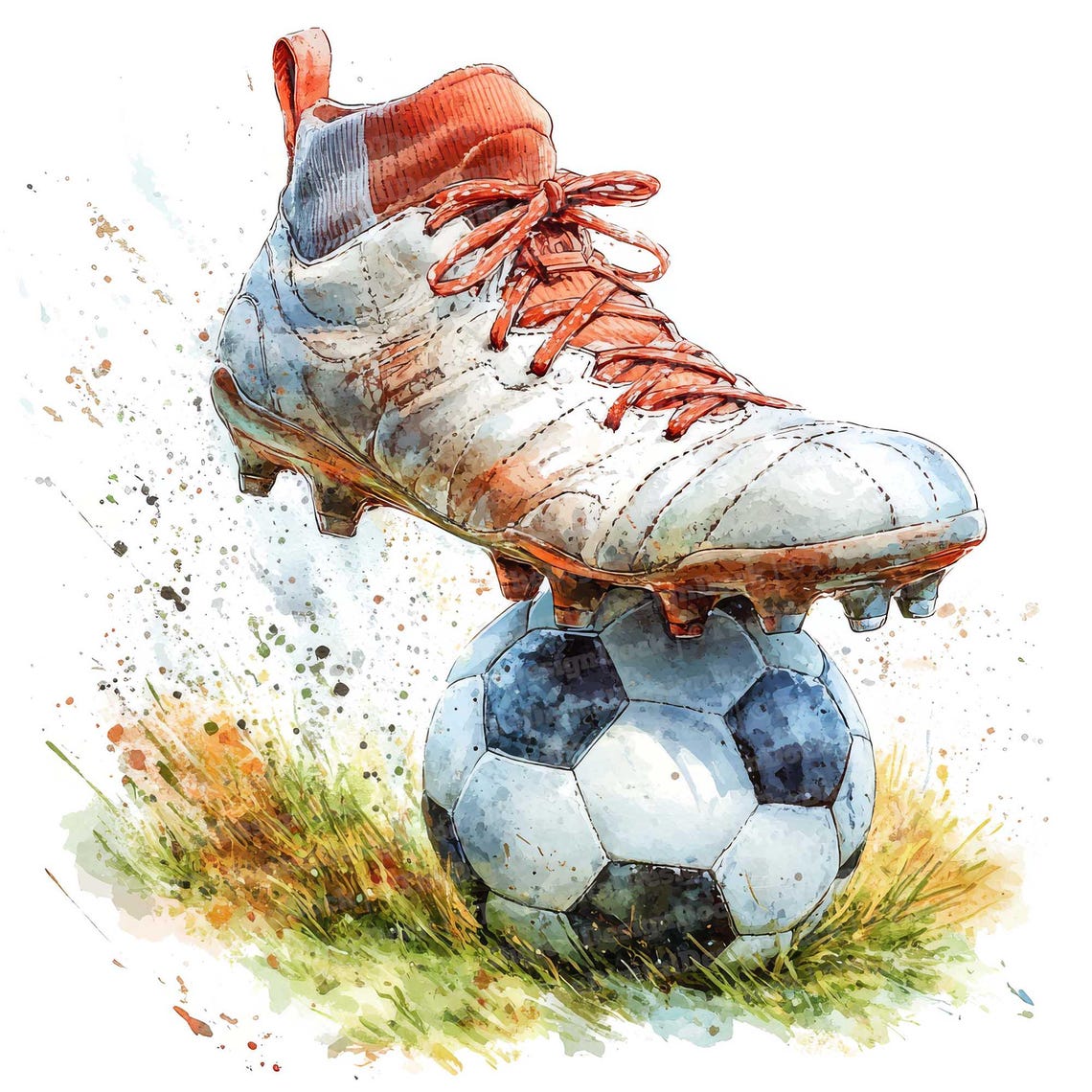 Soccer Clip Art, 12x Football Watercolor Clipart Set, Printable Sports ...