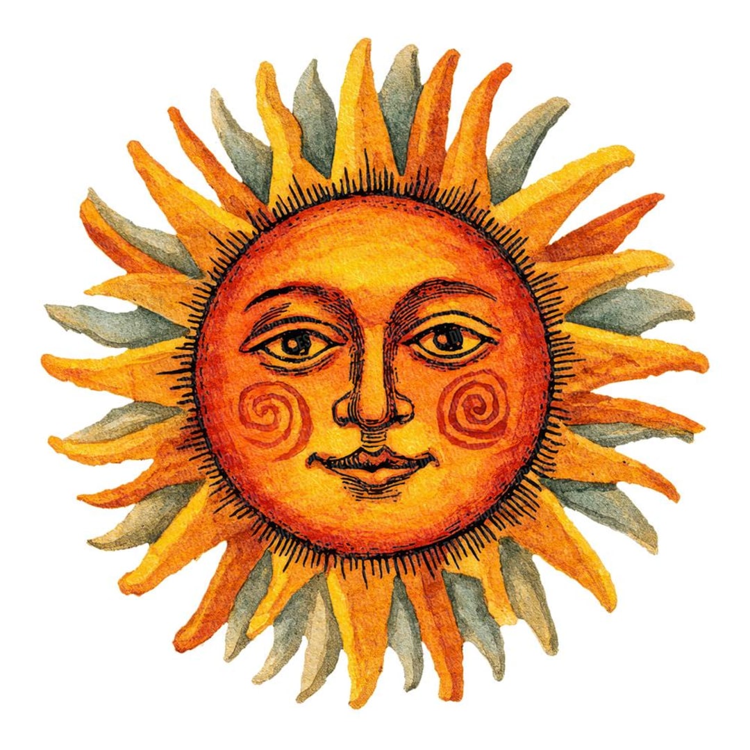 Sun Face PNG Clipart, 12x Celestial Sun Clip Art Set, Printable ...