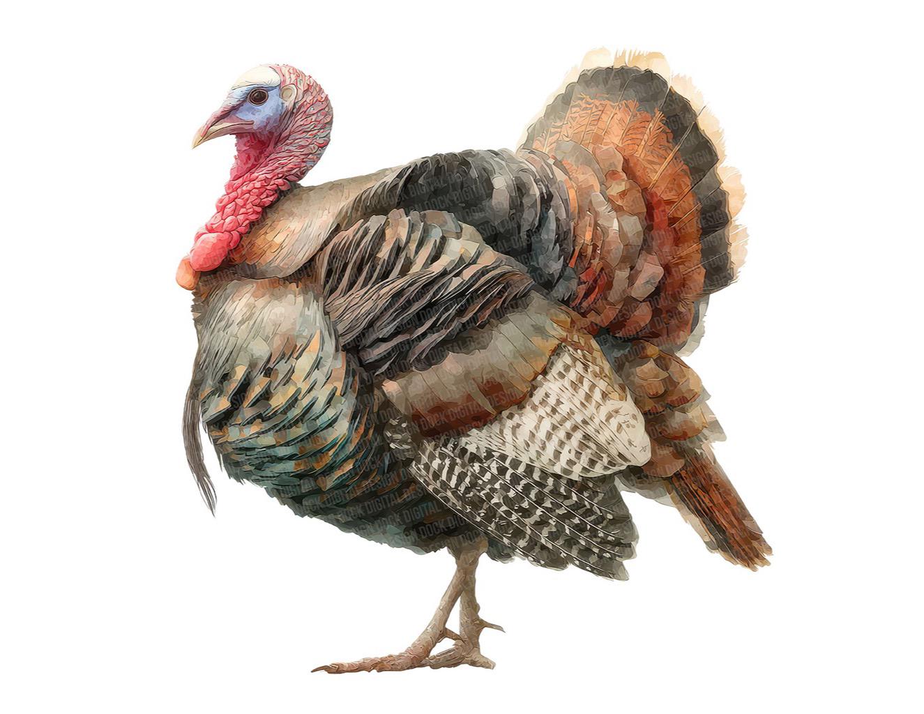 Turkey Side Profile Clipart, 12 Watercolor Turkey Pngs, Farm Bird Clip ...
