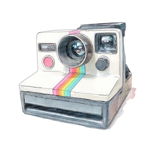 Retro Camera PNG Clipart, 12x Watercolor Vintage Polaroid Camera Clip ...