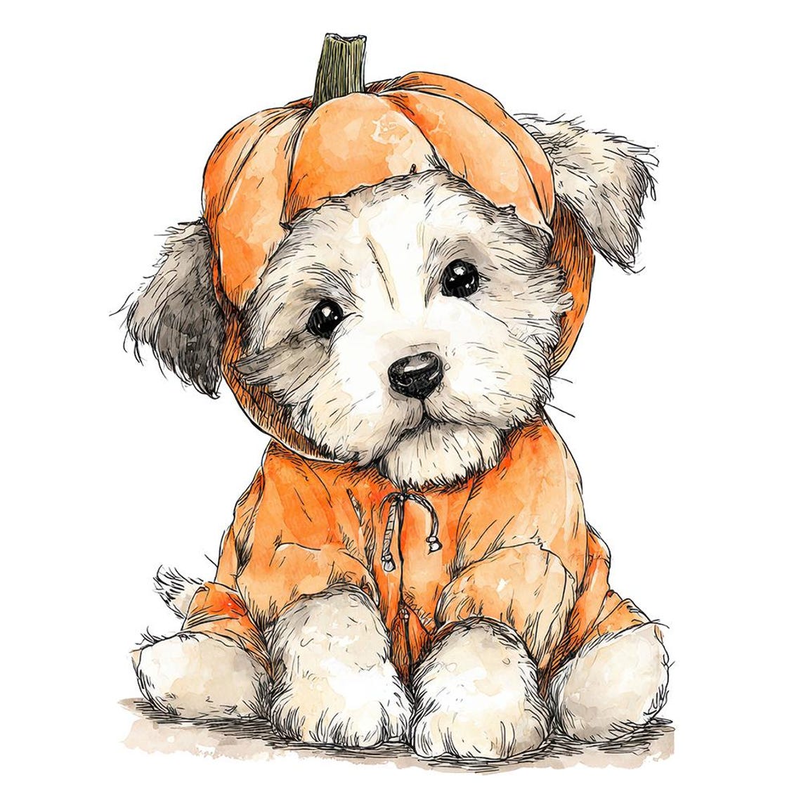 Halloween Puppy Pumpkin PNG Clipart, 12 Watercolor Dog Clip Art Set ...