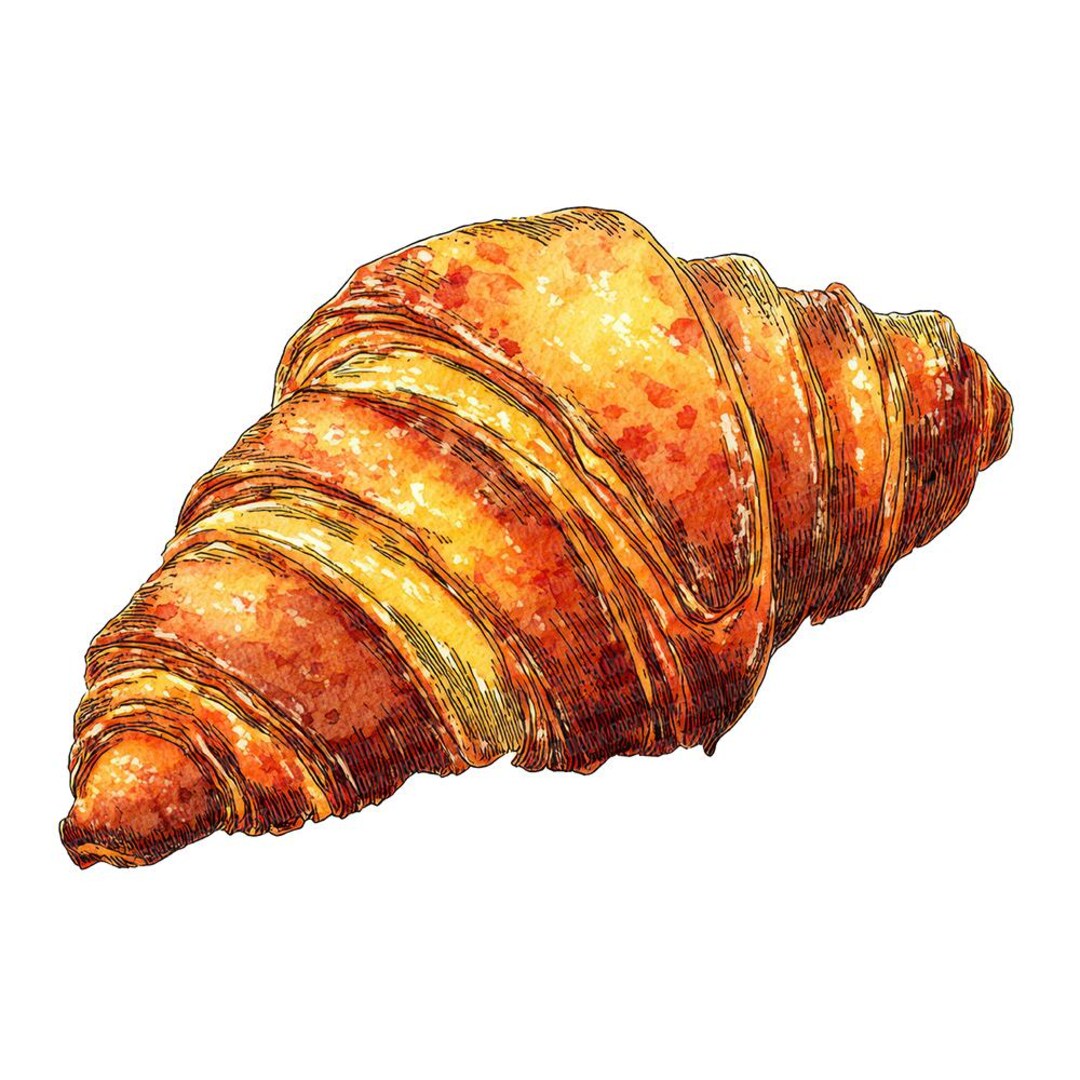 French Croissant PNG Clipart, 12x Watercolor Pastry Clip Art Set ...