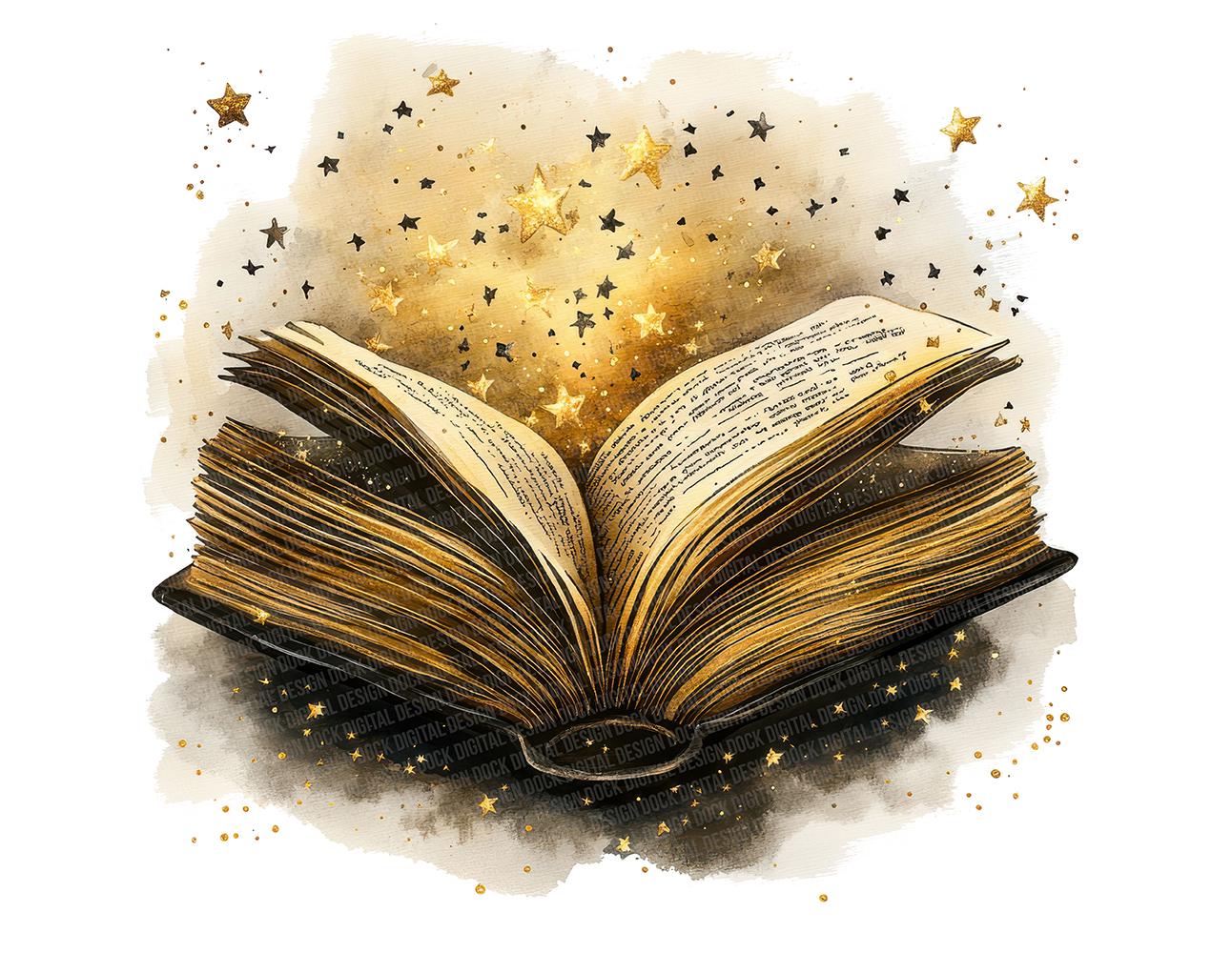 Magical Book PNG Clipart, 12x Fantasy Open Book Clip Art Set, Printable ...