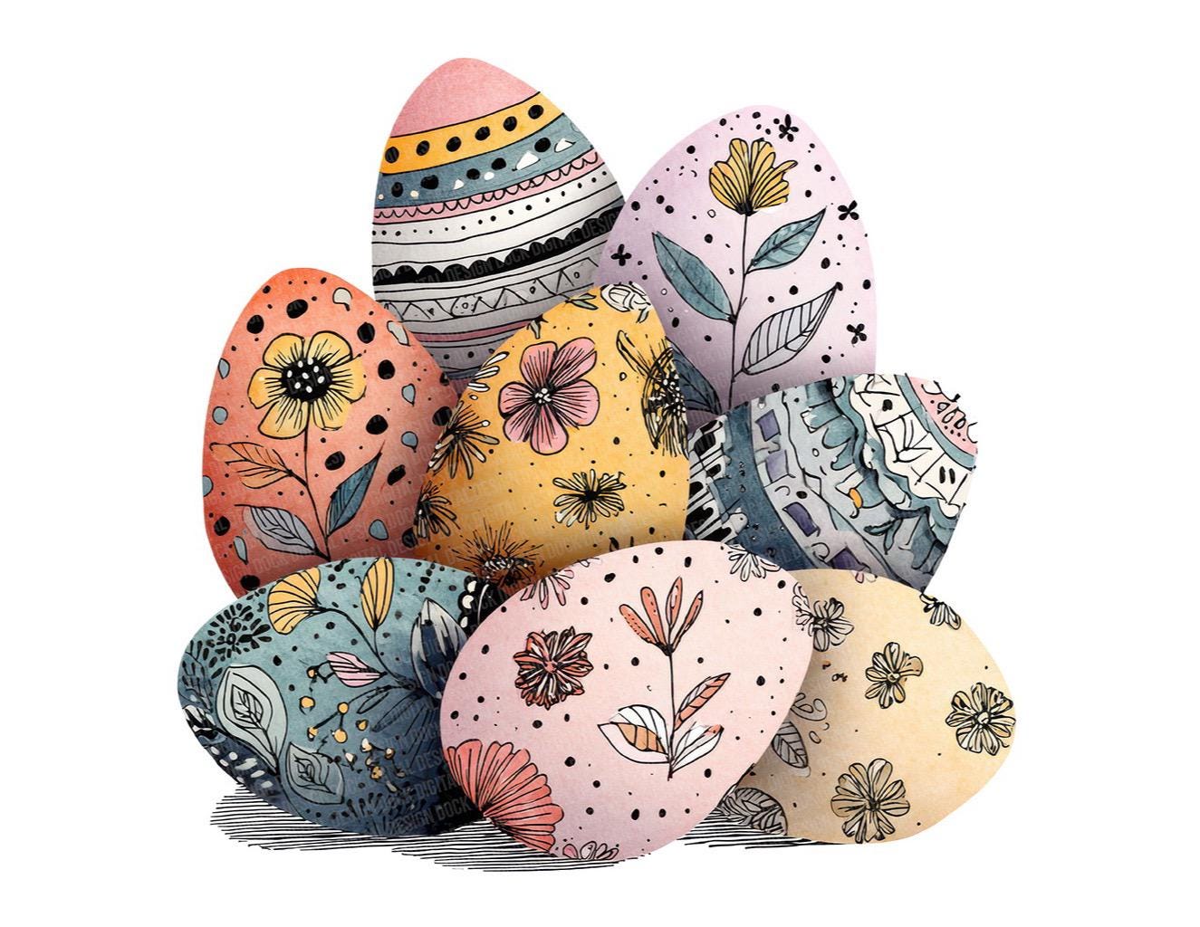 Floral Easter Egg PNG Clipart, 12x Patterned Egg Clip Art Set ...