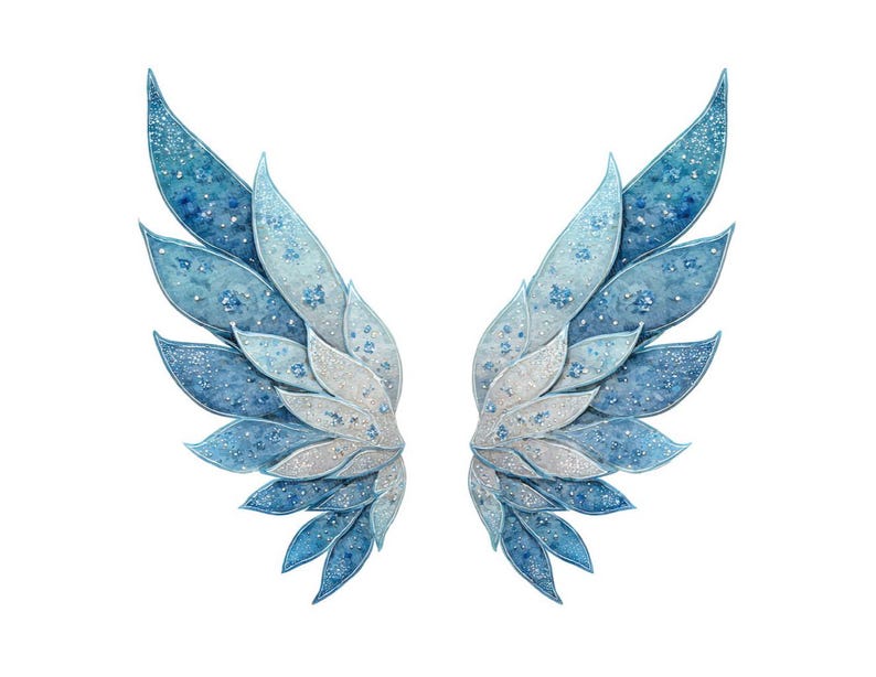 Fairy Wings PNG Clipart, 12x Frosted Snowflake Wings Art, Printable ...