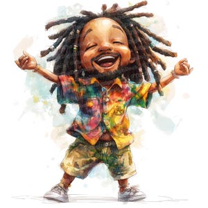 12 Dancing Reggae Man Clipart, Cartoon Music Character, Printable ...