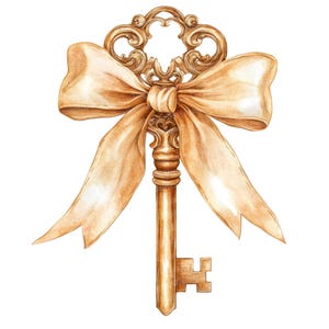 12x Vintage Gold Key Clipart, Watercolor Decorative Keys, High Quality ...